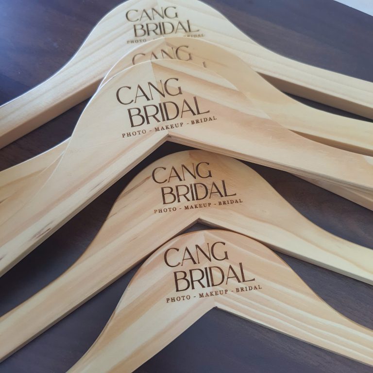 Custom Wooden Hangers with Logo - CÔNG TY TNHH ENVI VINA